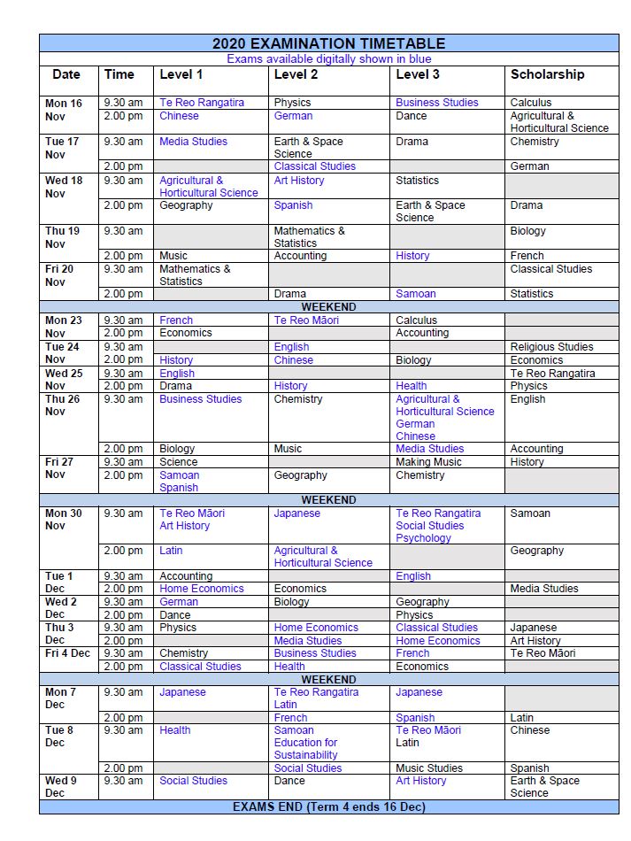 NCEA Exams – Collingwood Area School